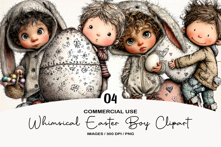 Whimsical Easter Boy Clipart