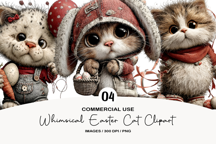 Whimsical Easter Cat Clipart (6533857)