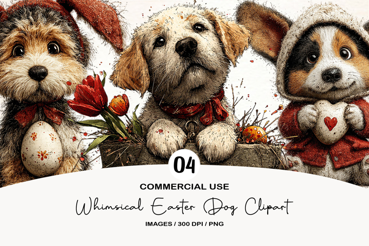 Whimsical Easter Dog Clipart (6513441)