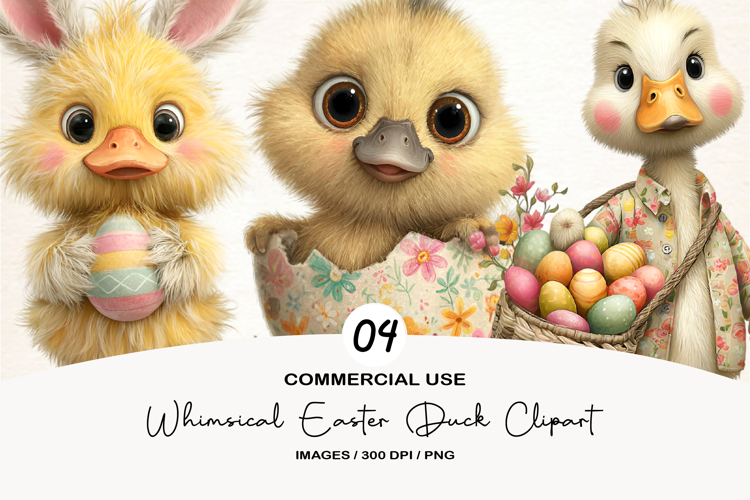 Whimsical Easter Duck Clipart (6545772)