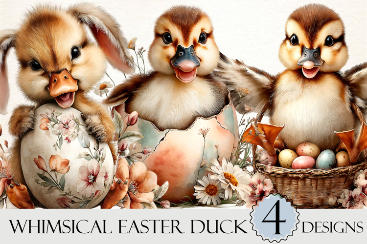 Whimsical Easter Duck Clipart (6532327)