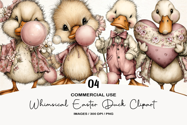 Whimsical Easter Duck Clipart (6517852)