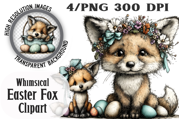Whimsical Easter Fox Clipart Png