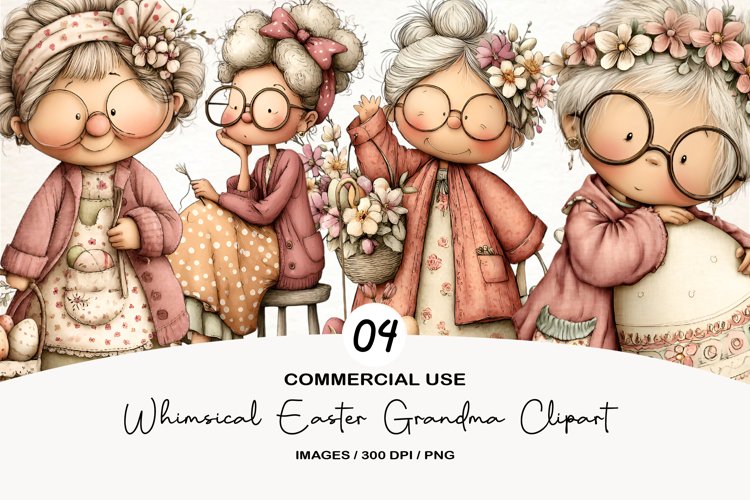 Whimsical Easter Grandma Clipart (6512900)