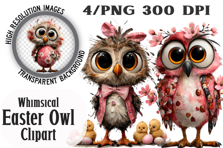 Whimsical Easter Owl Clipart (6516703)