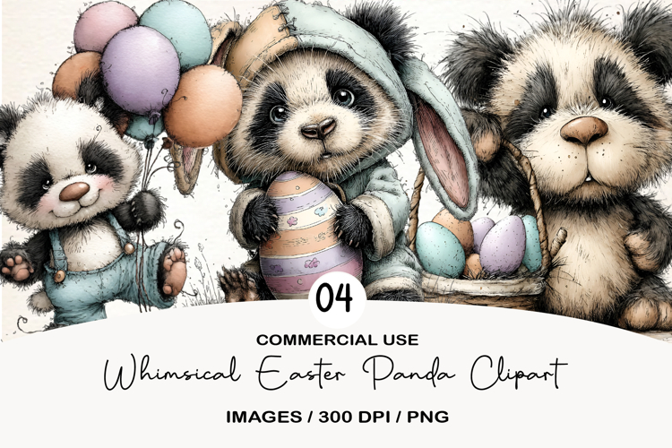 Whimsical Easter Panda Clipart (6516596)