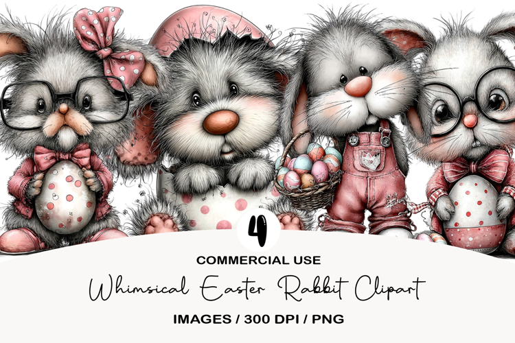 Whimsical Easter Rabbit Clipart