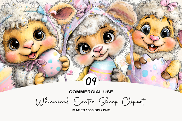 Whimsical Easter Sheep Clipart (6512929)