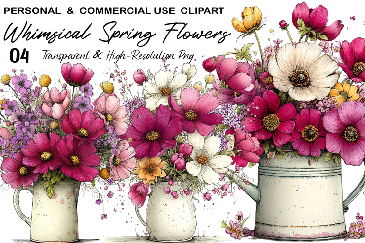 Whimsical Spring Flowers Clipart (6545959)