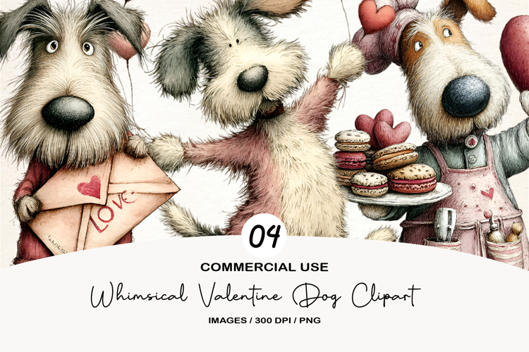 Whimsical Valentine Dog Clipart (6447061)