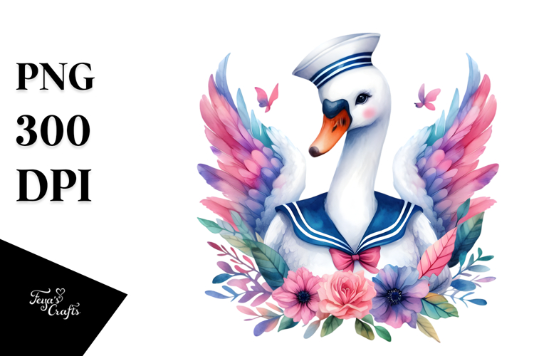 Swan in Sailor Suit PNG