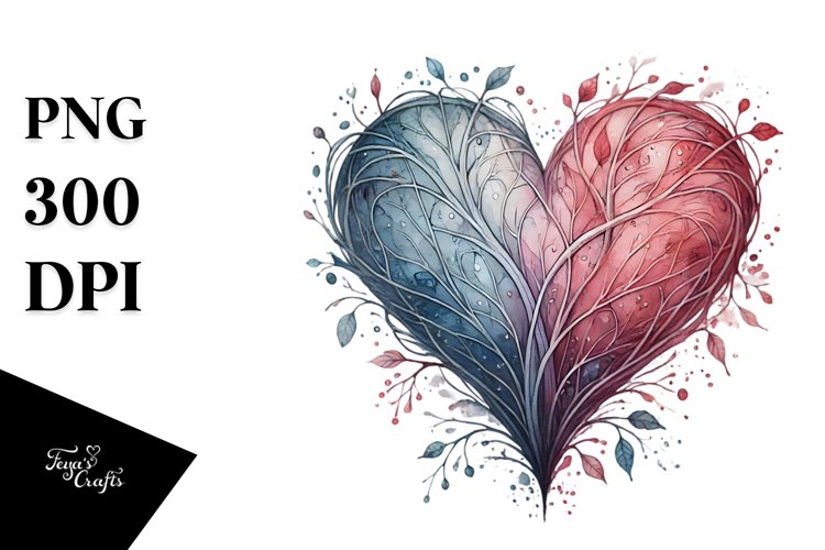 Heart Washed Watercolor Style PNG