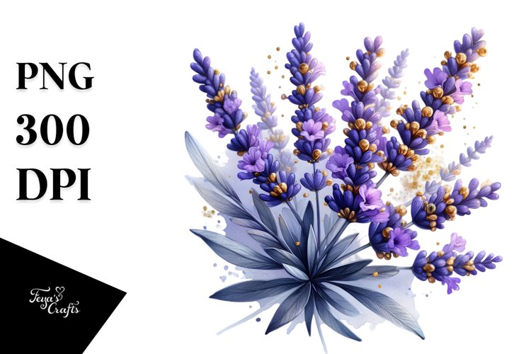 Shiny Lavender Golden Watercolor Splash | Clipart