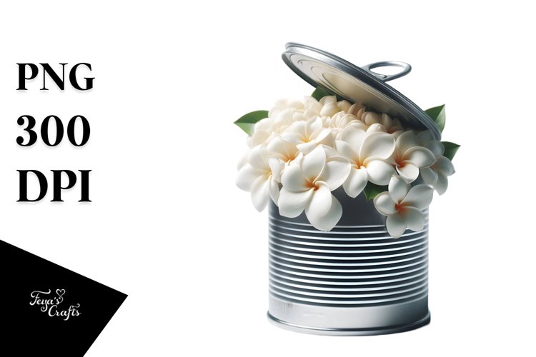 Shiny Can with Large Gardenia | Clipart