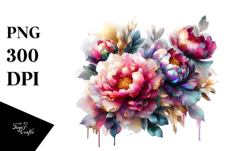 Peonies Watercolor Splash