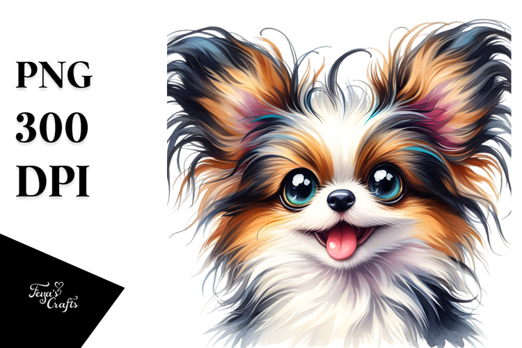 Cute Papillon Watercolor Crazy Furr PNG