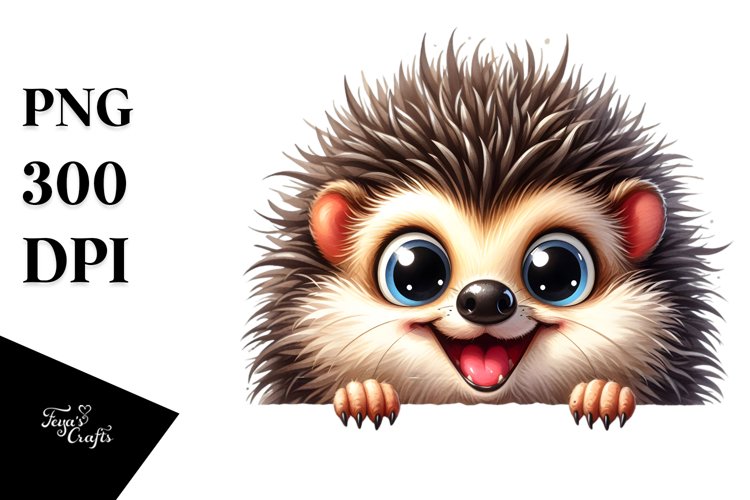 Colorful Funny Peeking Hedgehog Clipart