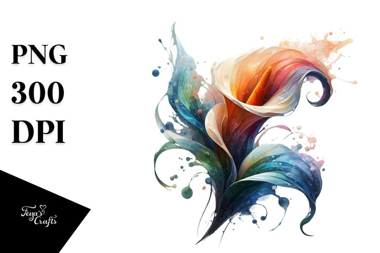 Abstract Calla Lily,White Splash | Sublimation | Clipart
