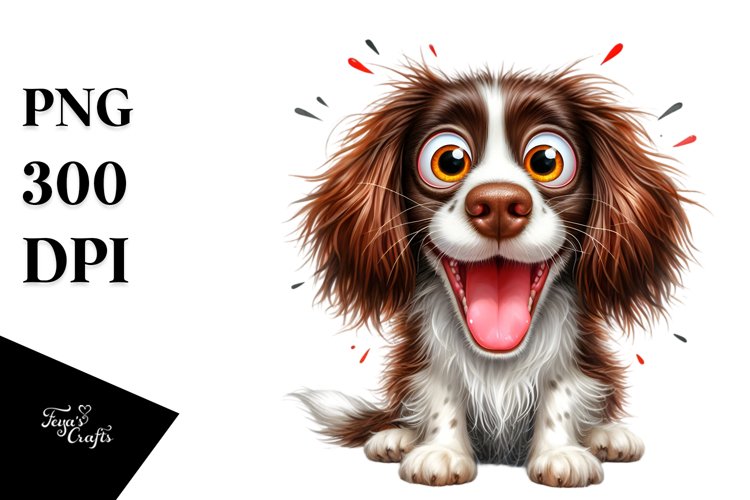 Crazy English Springer Spaniel Watercolor Clipart