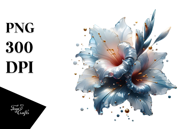 Abstract Gladiolus with Golden Insertions PNG