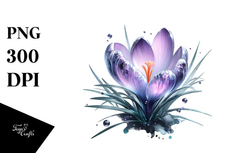 Shiny Crocus with Metallic Details | Clipart