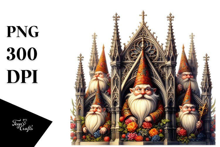 Detailed Watercolor Gothic Gnome Clipart