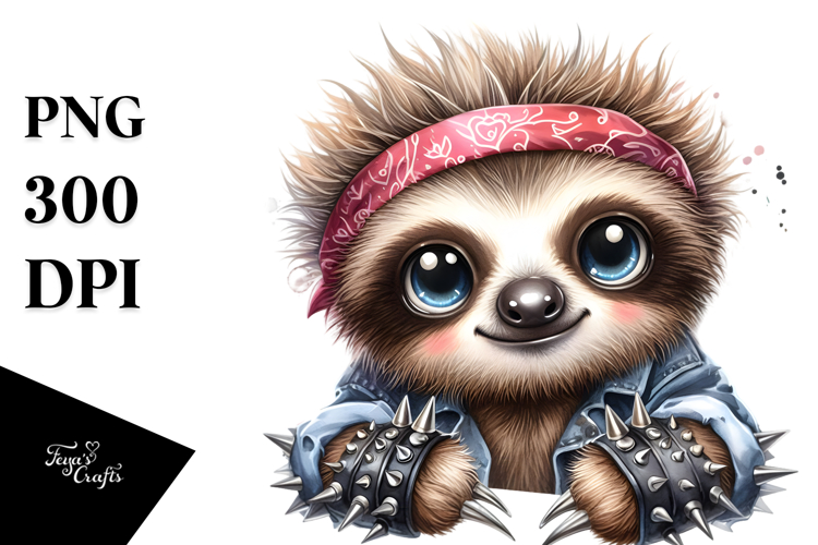 Energetic Baby Sloth PNG