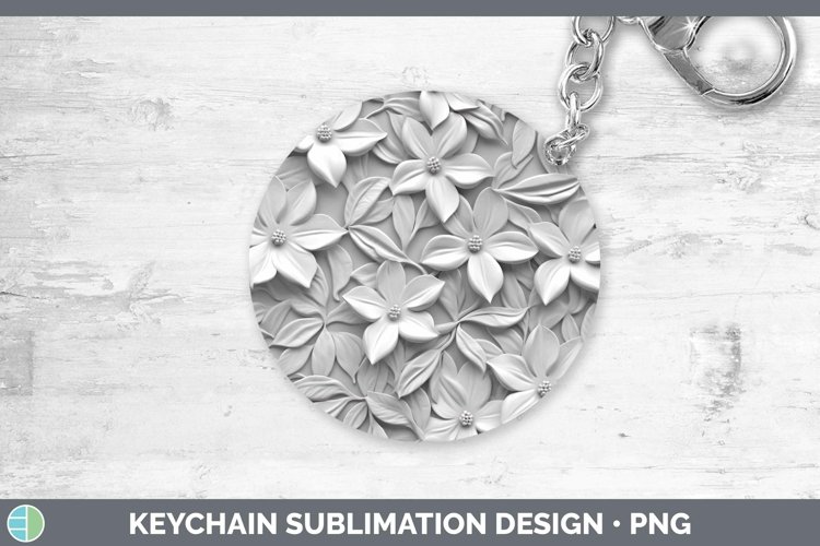 White 3D Sculpture Periwinkle Keychain Sublimation Keyring D