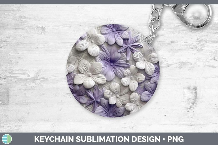 White 3D Sculpture Violet Keychain Sublimation Keyring Desig
