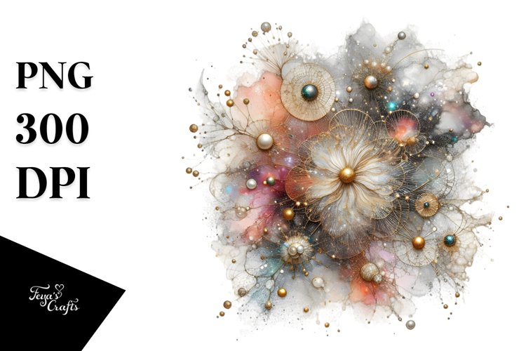 Golden Cosmos Abstract Shiny