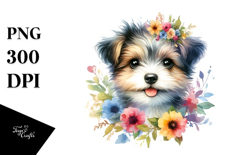 Cute Dog, Watercolor PNG