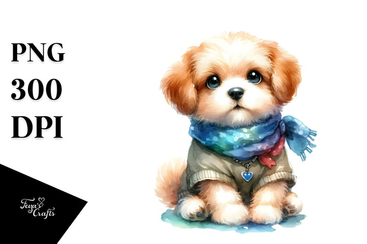 Cute Dog, Watercolor PNG