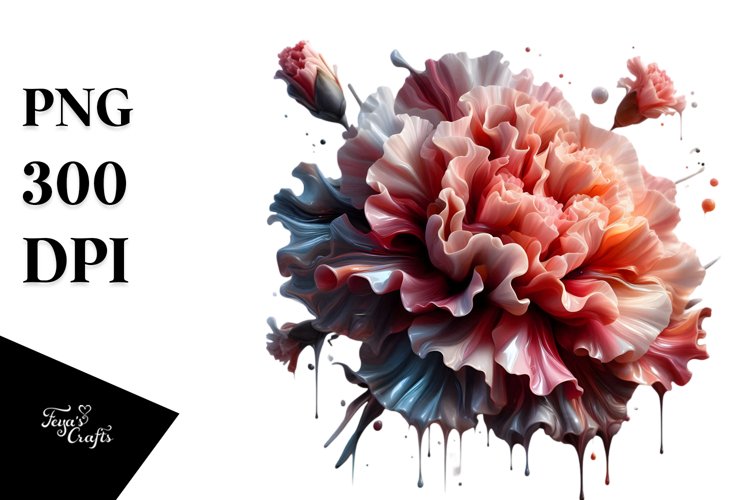 Abstract Glossy Carnation Watercolor