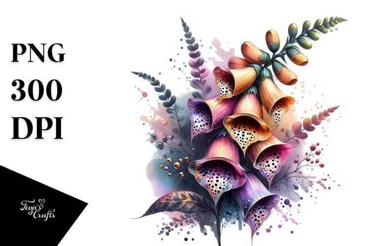 Abstract Watercolor Foxglove Shiny Like Material