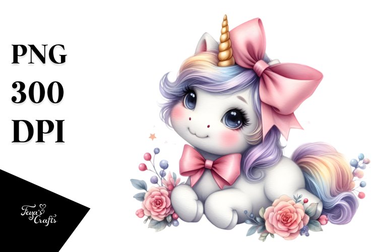 Baby Unicorn Watercolor Pastel | Sublimation Clipart