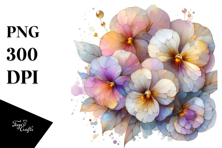 Shiny Glossy Pansy Watercolor Splash