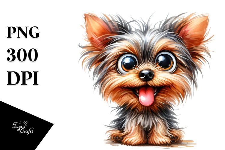 Crazy Yorkshire Terrier Watercolor Clipart