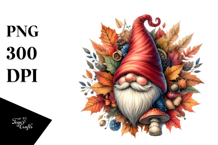 Watercolor Autumn Gnome PNG