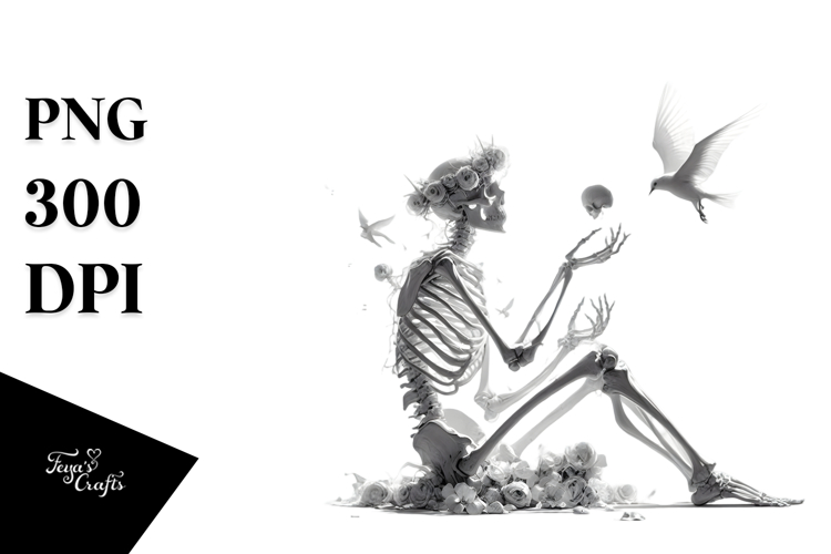 Simple SKELETON Digital Painting, PNG
