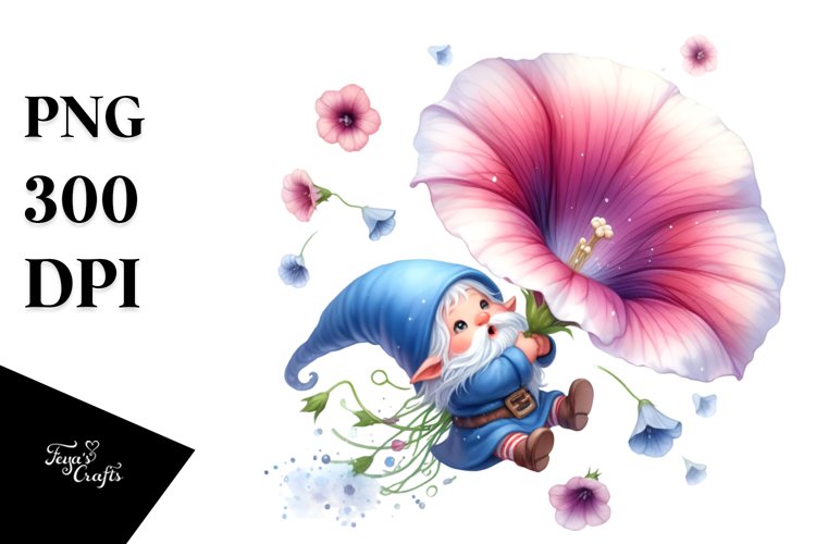 Falling Gnome Morning Glory Clipart