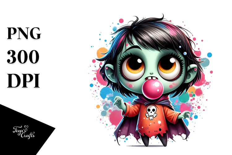 Goofy Ghoul Girl, Vibrant PNG