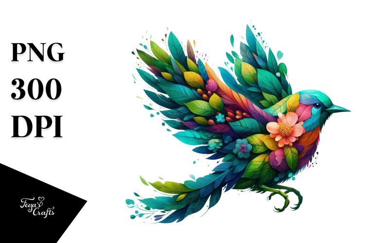 Bird with Flowers, Transparent PNG