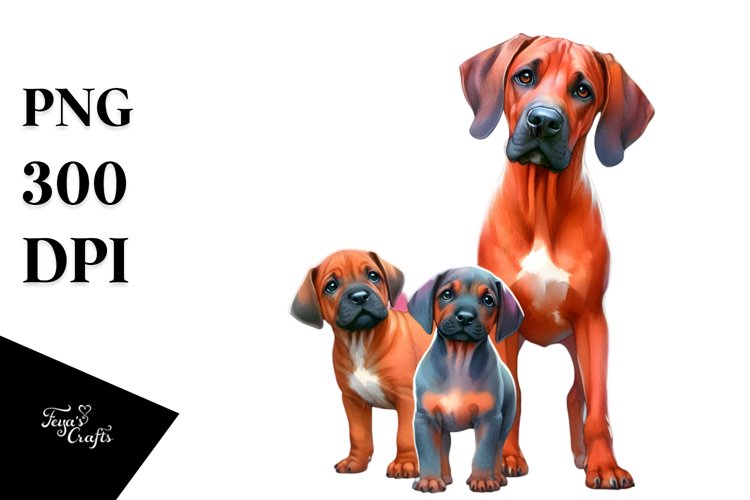 Watercolor Cute Colorful Rhodesian Ridgeback Clipart