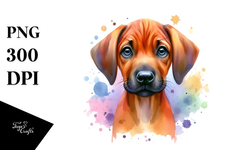 Watercolor Cute Colorful Rhodesian Ridgeback Clipart