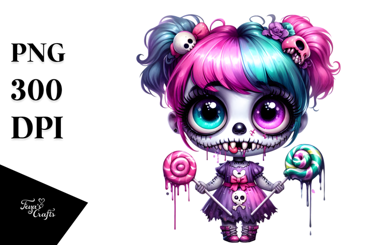 Chibi Ghoul Girl with Lollipop PNG