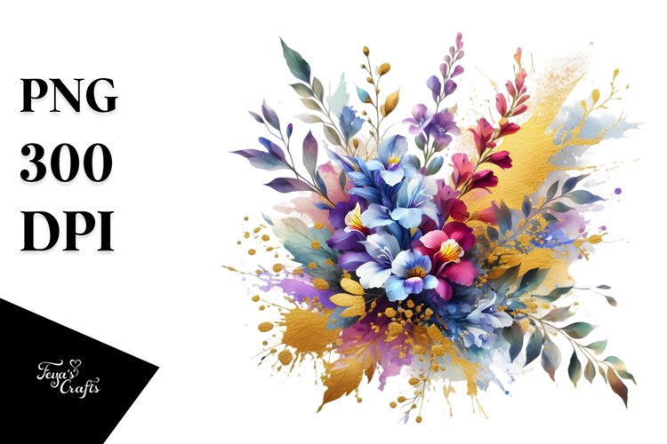 Vibrant Lobelia Watercolor Abstract | Sublimation Clipart