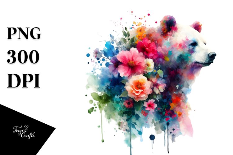 Vibrant Bear Made of Flowers | Sublimation | Clipart