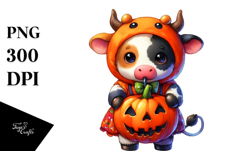 Cute Baby Cow Halloween Clipart