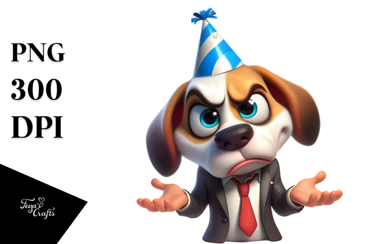 Cute Dog with Mock Seriousness PNG