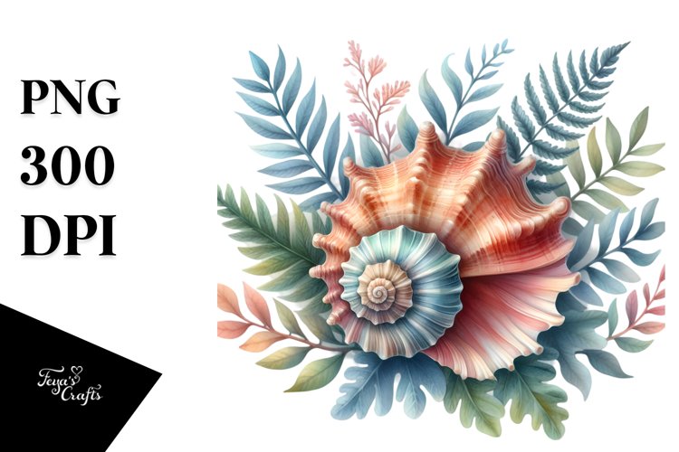 Sea Schell Watercolor Sublimation Clipart